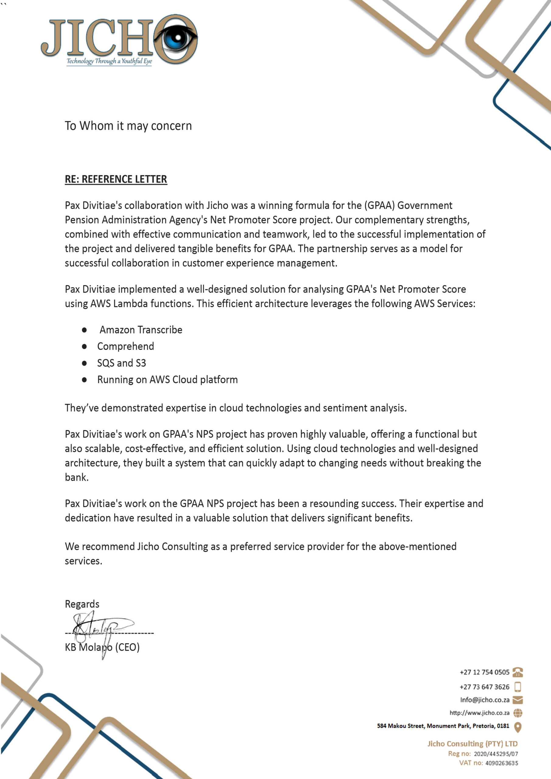 Customer References - Pax Divitiae